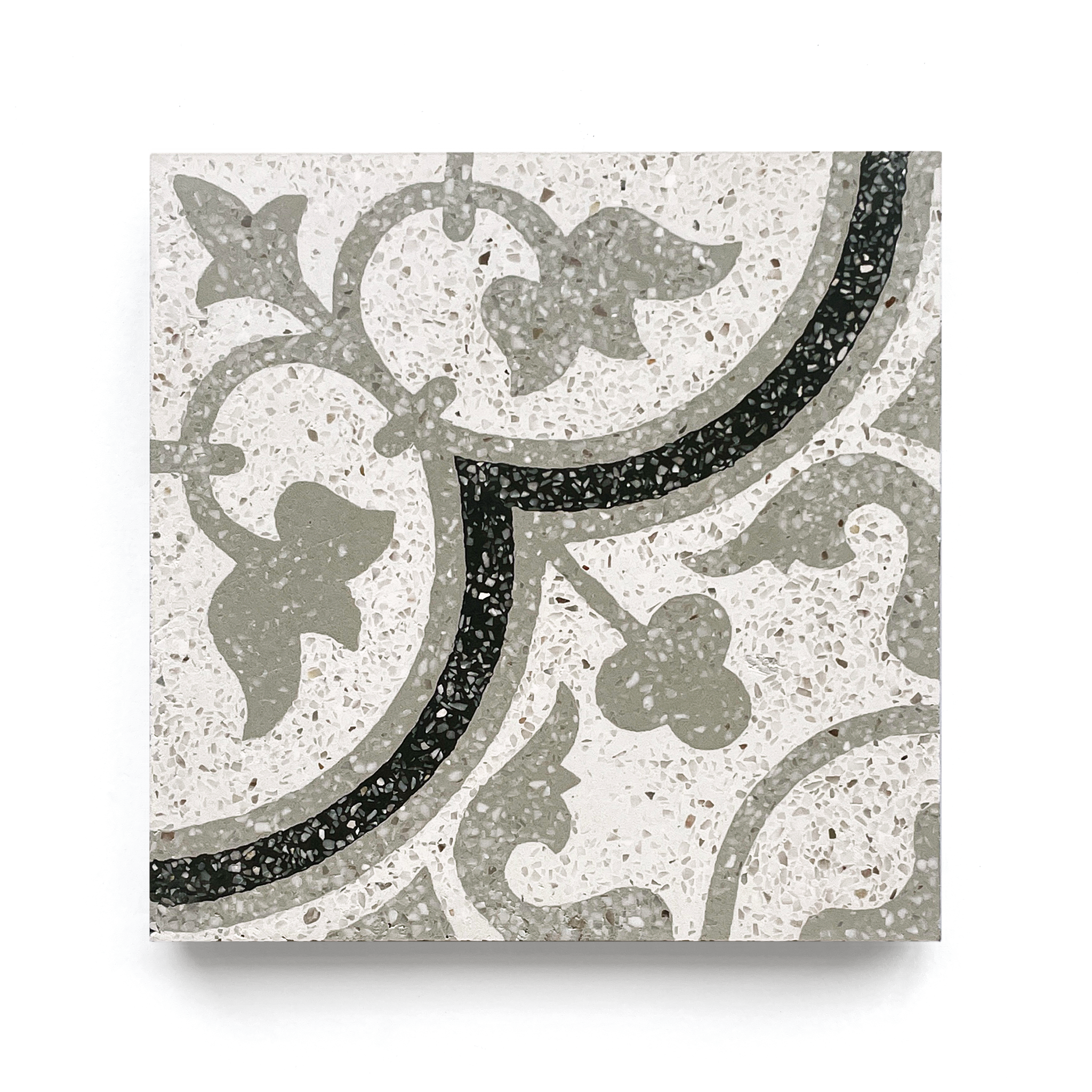 Guy La Fleur (8" x 8") Terrazzo White/Wolf Grey/Black – Geon Tile